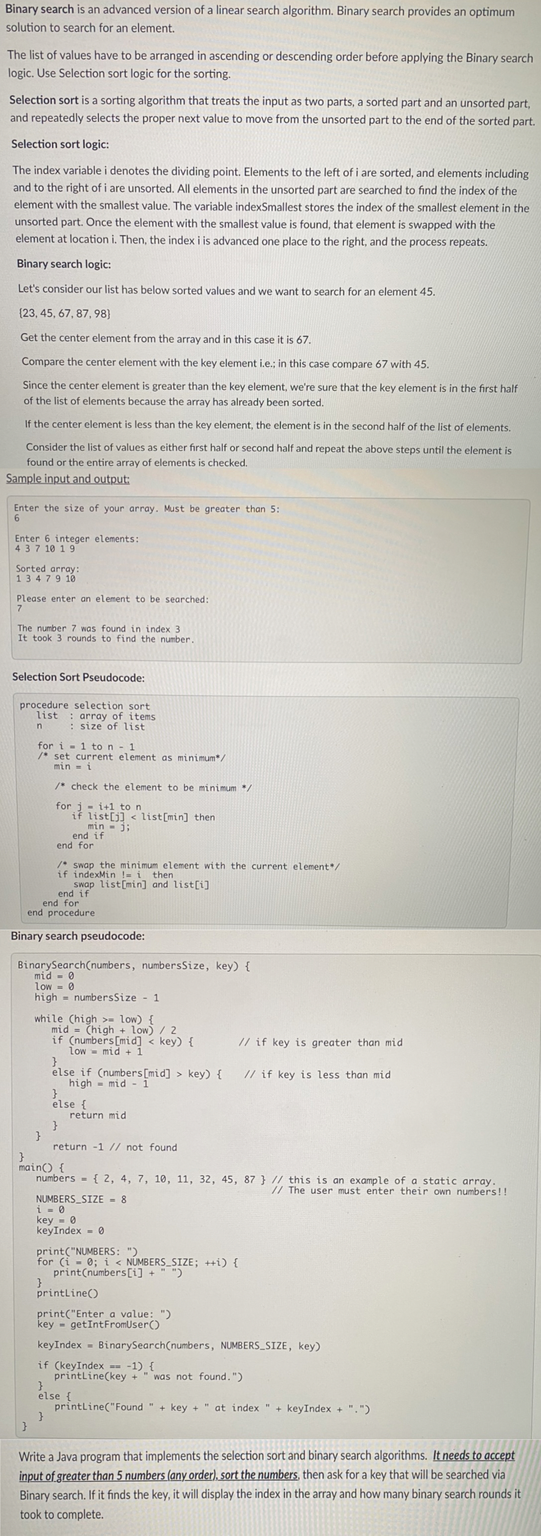 Solved Binary search is an advanced version of a linear | Chegg.com