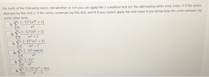 Solved For each of the following series, tell whether or not | Chegg.com