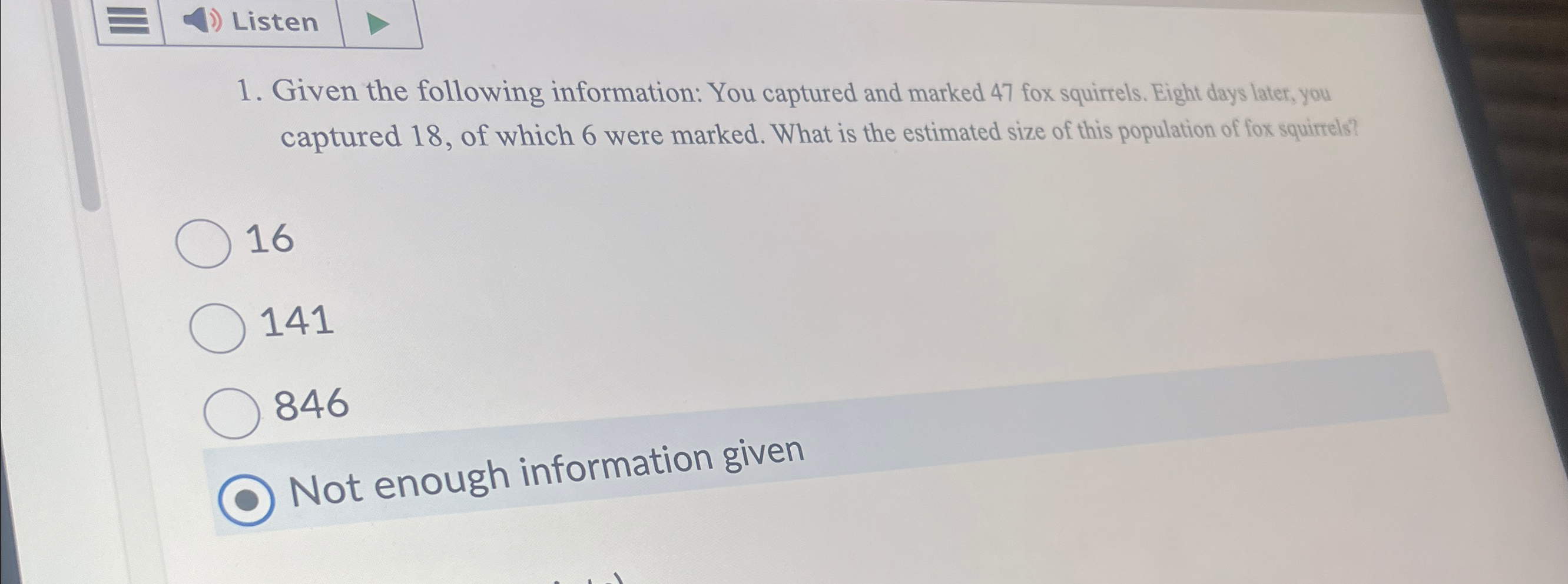Solved ListenGiven the following information: You captured | Chegg.com