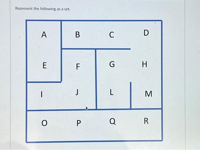 Solved Represent the following as a set. A - E O B F J P C G | Chegg.com