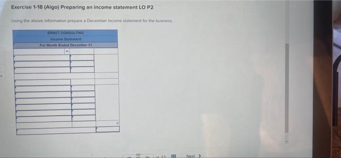 Solved Exercise 1 18 Algo Preparing An Income Statement Lo