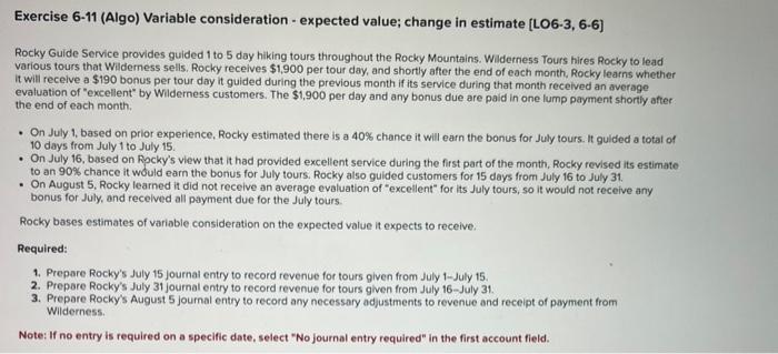 Solved Exercise 6-11 (Algo) Variable consideration - | Chegg.com