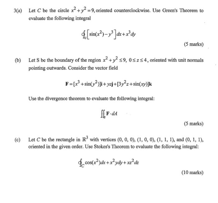 Solved (a) Let C be the circle x2+y2=9, oriented | Chegg.com