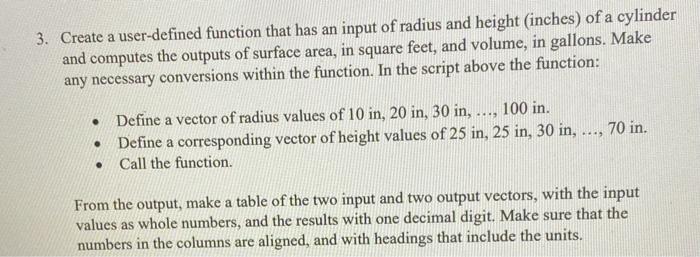 Solved 3. Create a user-defined function that has an input | Chegg.com