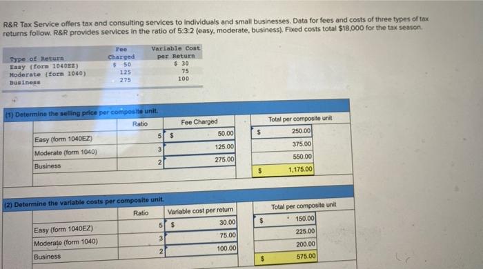 Solved R&R Tax Service offers tax and consulting services to | Chegg.com