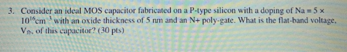 Solved 3. Consider an ideal MOS capacitor fabricated on a | Chegg.com