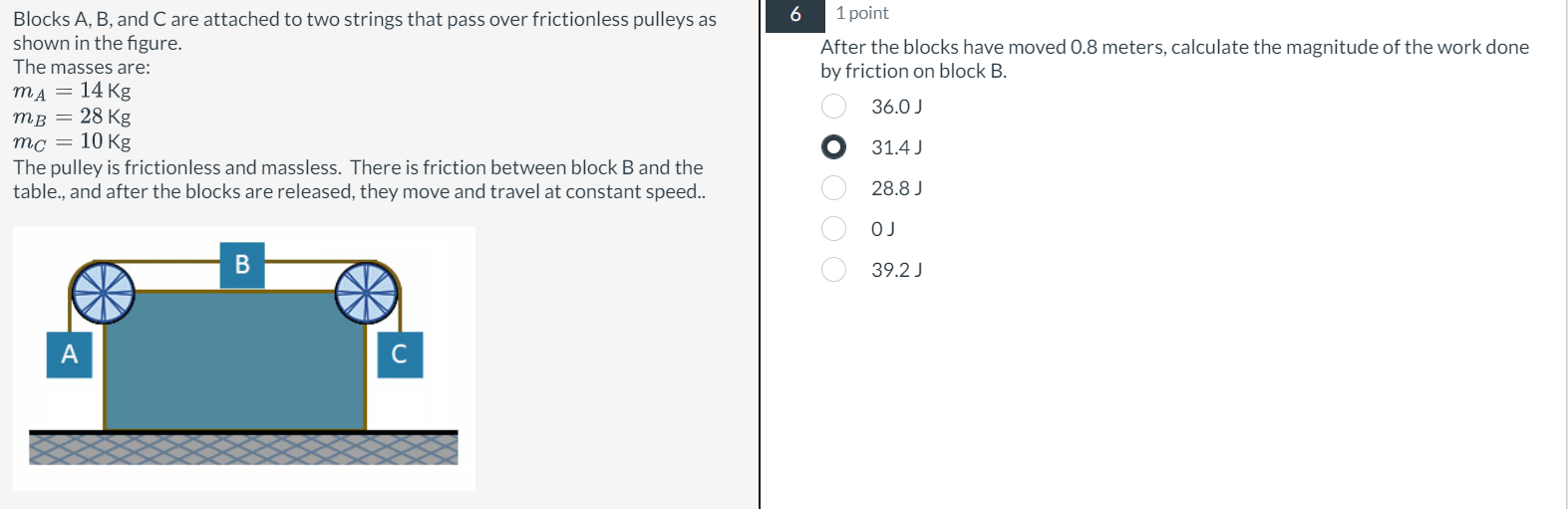 Solved Blocks A,B, ﻿and C ﻿are attached to two strings that | Chegg.com