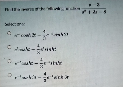Solved Find the inverse of the following function | Chegg.com