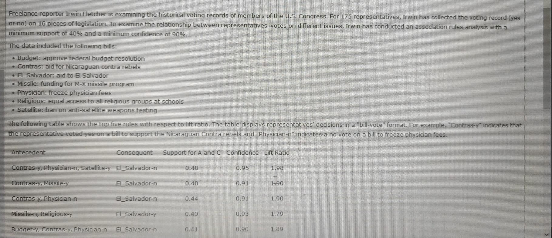 Solved Freelance reporter Irwin Fletcher is examining the | Chegg.com