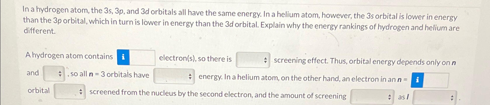 Solved In a hydrogen atom, the 3s,3p, ﻿and 3d ﻿orbitals all | Chegg.com