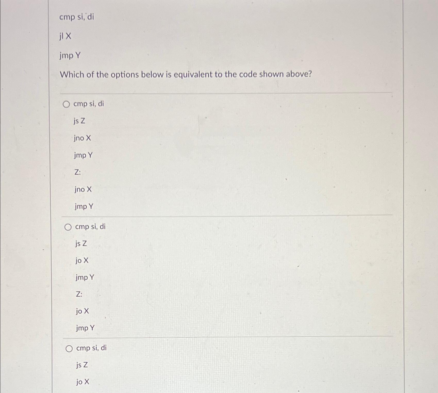 Solved cmp ﻿si, ﻿dijIXjmp YWhich of the options below is | Chegg.com