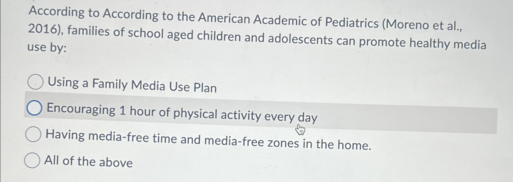 Solved According to According to the American Academic of | Chegg.com