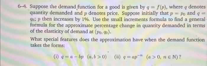 Solved 5-4. Suppose the demand function for a good is given | Chegg.com