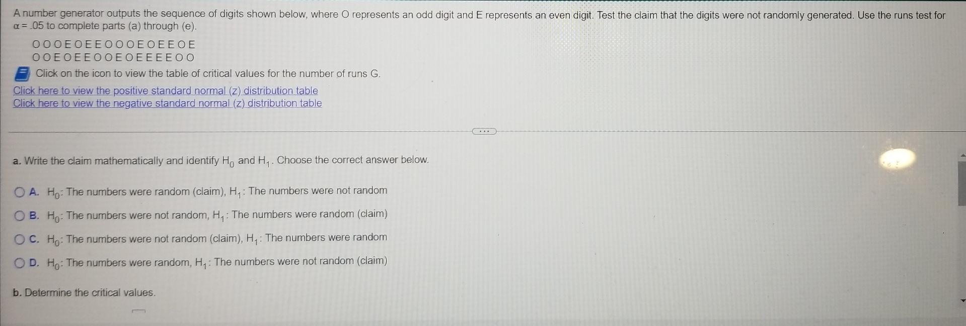 Solved A number generator outputs the sequence of digits | Chegg.com