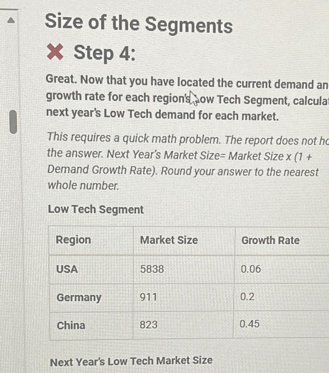 Solved Size of the Segments× ﻿Step 4:Great. Now that you | Chegg.com