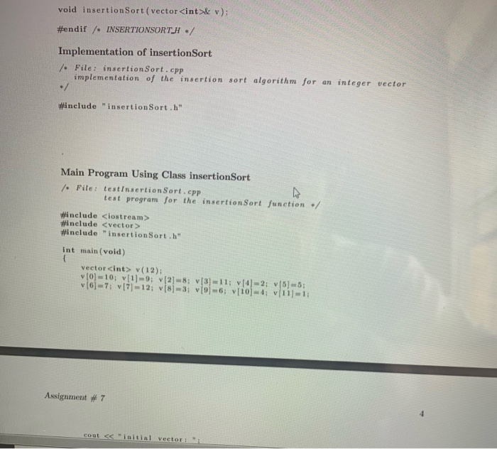 Solved Assignment #7 2. Insertion sort is another sorting | Chegg.com