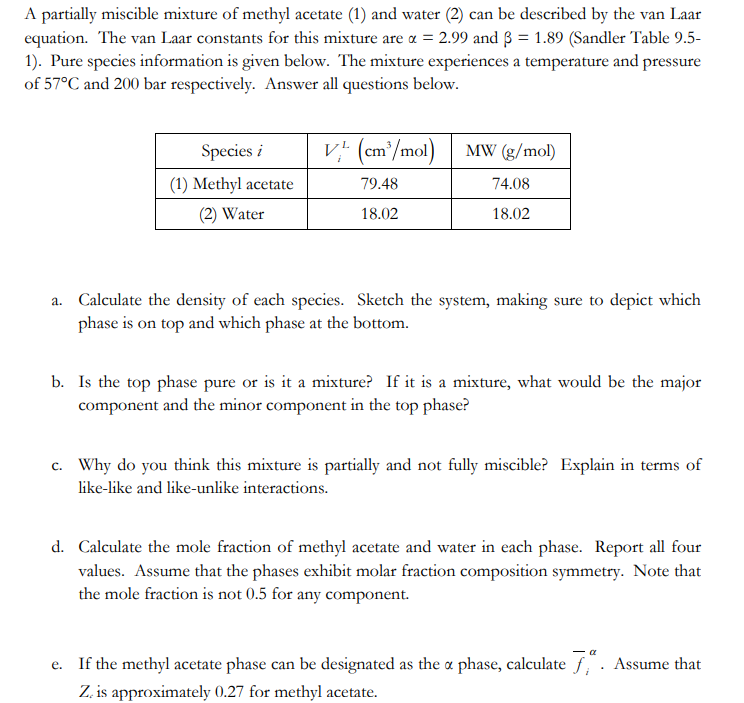 Solved A partially miscible mixture of methyl acetate (1) | Chegg.com