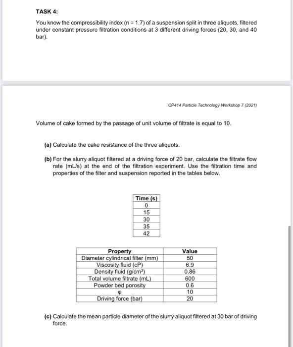 Solved TASK 4: You know the compressibility index (n = 1.7) | Chegg.com