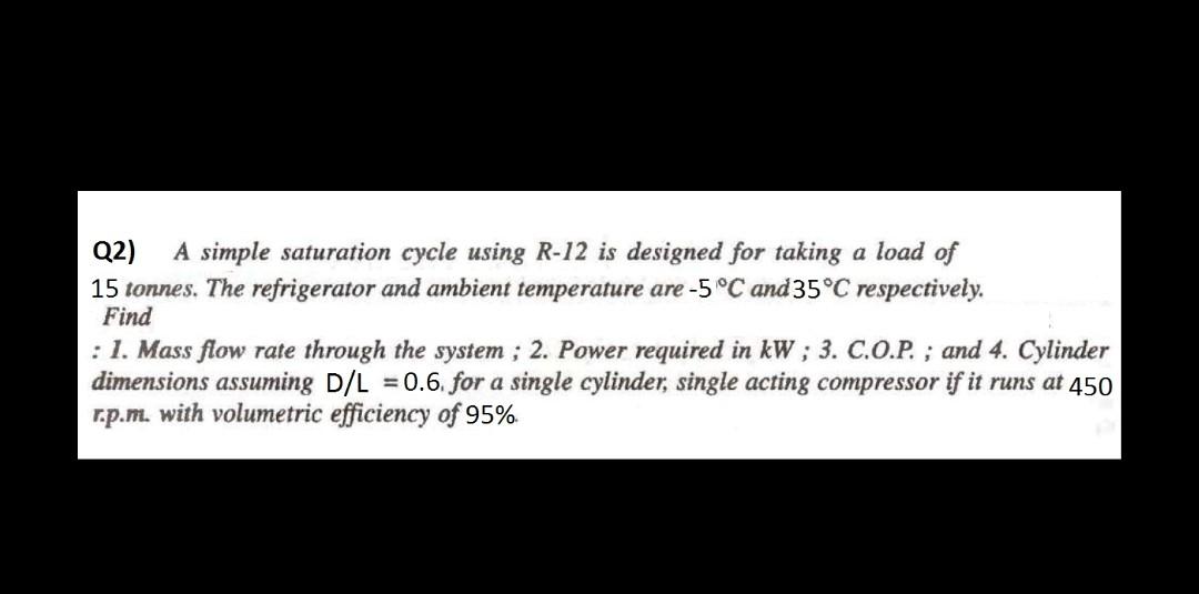 Solved Q2) A simple saturation cycle using R−12 is designed | Chegg.com