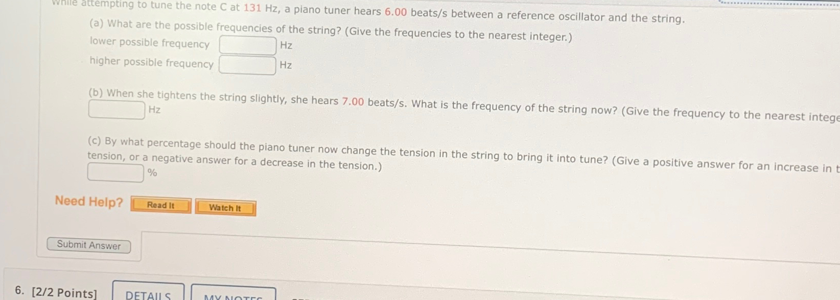 Solved (a) ﻿What are the possible frequencies of the string? | Chegg.com