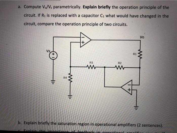 Solved a. Compute V./Vs parametrically. Explain briefly the | Chegg.com