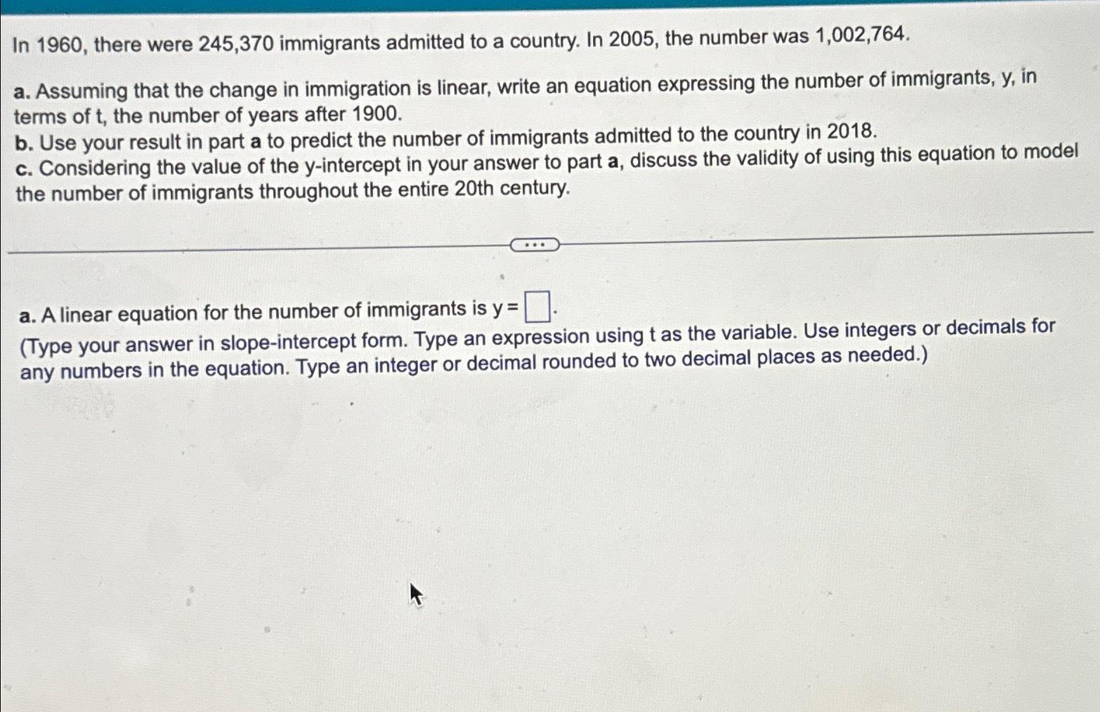 Solved In 1960 , ﻿there were 245,370 ﻿immigrants admitted to | Chegg.com