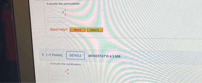 Solved Evaluate the permutation. p57 [-/1 Points] Evaluate | Chegg.com