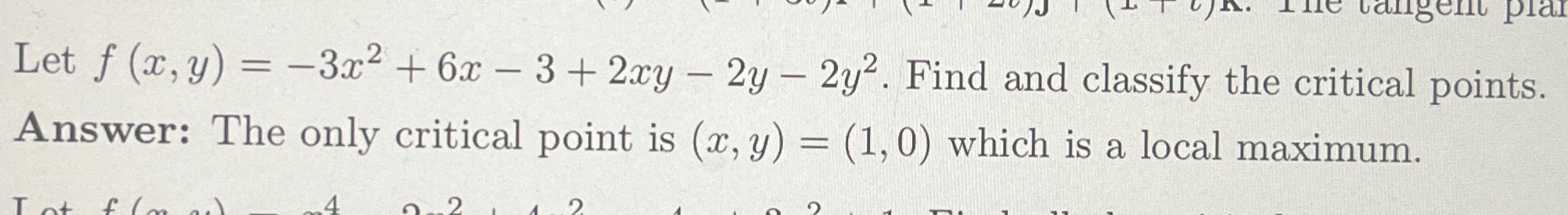 Solved Let F X Y 3x2 6x 3 2xy 2y 2y2 ﻿find And Classify