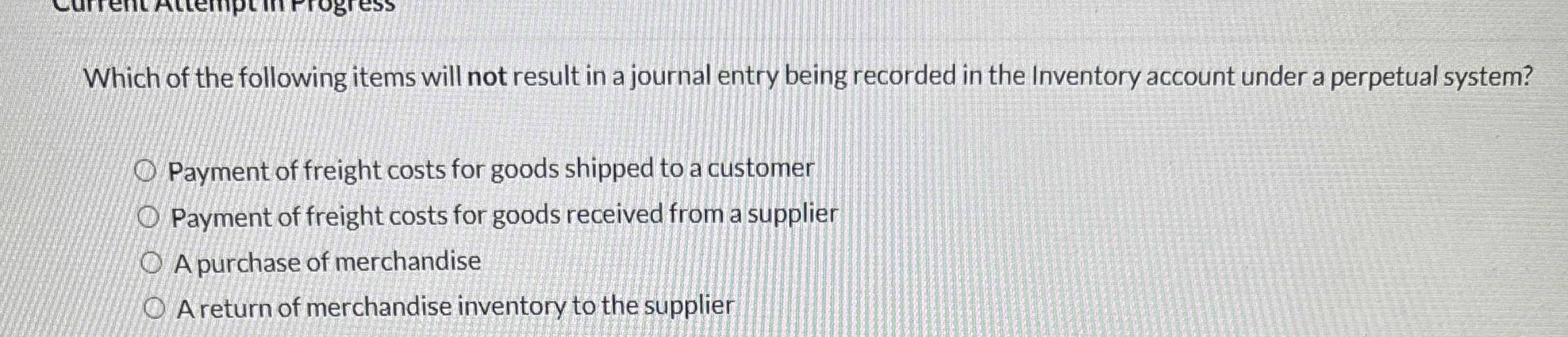 Solved Which of the following items will not result in a | Chegg.com