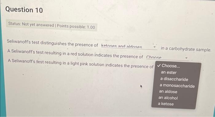 Solved Seliwanoff's test distinguishes the presence of A | Chegg.com