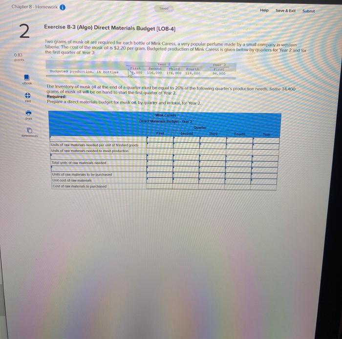 Solved Chapter 8 Homework Swed Heig Save & Exit Submit 2 | Chegg.com