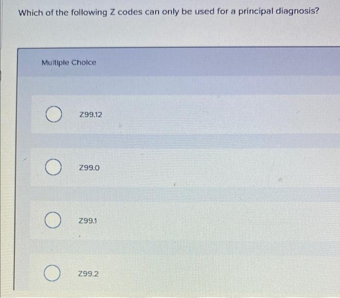 Solved Which of the following Z codes can only be used for a | Chegg.com