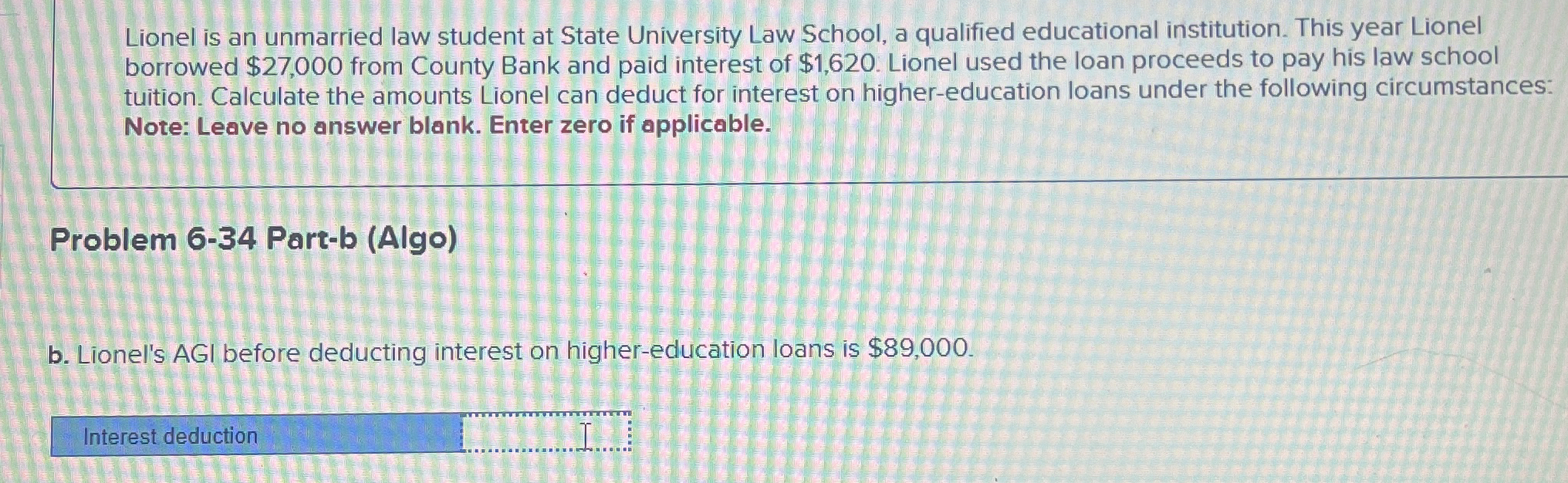Solved Problem 6-34 ﻿Part-b (Algo)b. ﻿Lionel's AGI before | Chegg.com