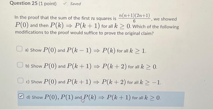 Solved In the proof that the sum of the first n squares is | Chegg.com