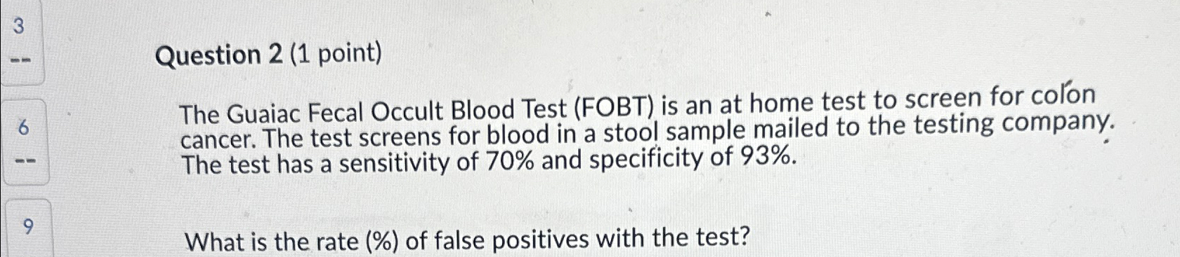 Solved Question 2 (1 ﻿point)The Guaiac Fecal Occult Blood | Chegg.com