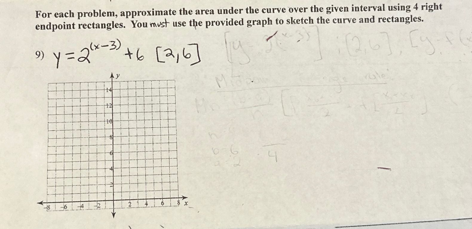 Solved For each problem, approximate the area under the | Chegg.com