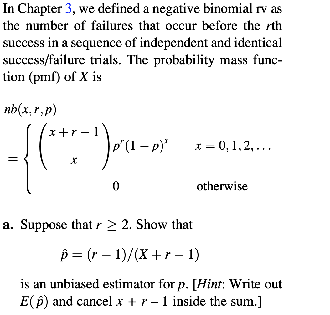 Solved In Chapter 3, ﻿we defined a negative binomial rv | Chegg.com