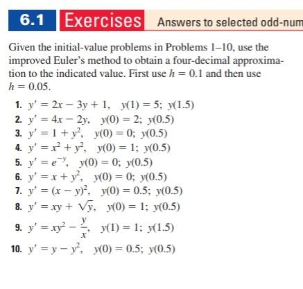 Solved Given the initial-value problems in Problems 1-10, | Chegg.com
