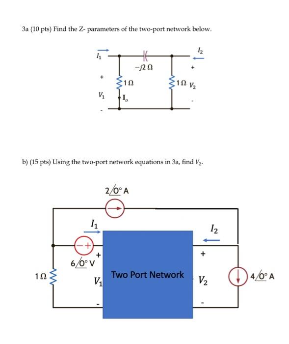 Solved 3a (10 pts) Find the Z- parameters of the two-port | Chegg.com