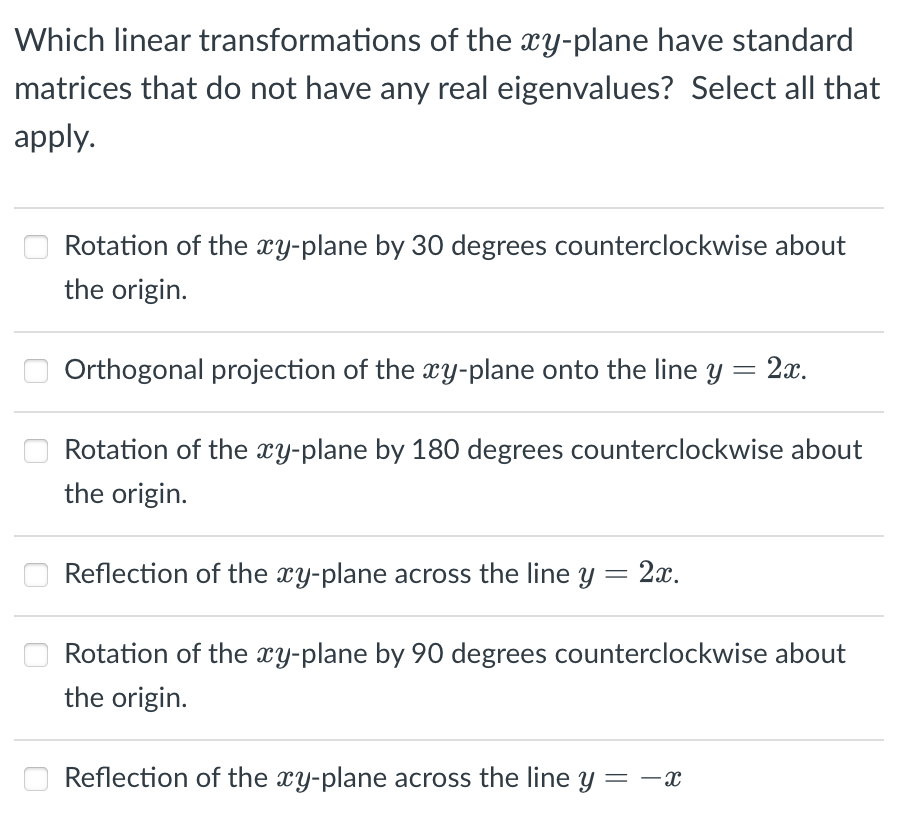 Solved Which linear transformations of the xy-plane have | Chegg.com