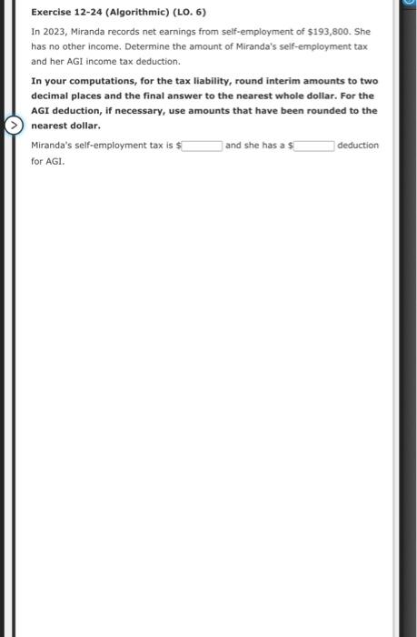 Solved Exercise 12-24 (Algorithmic) (LO. 6) In 2023, Miranda | Chegg.com