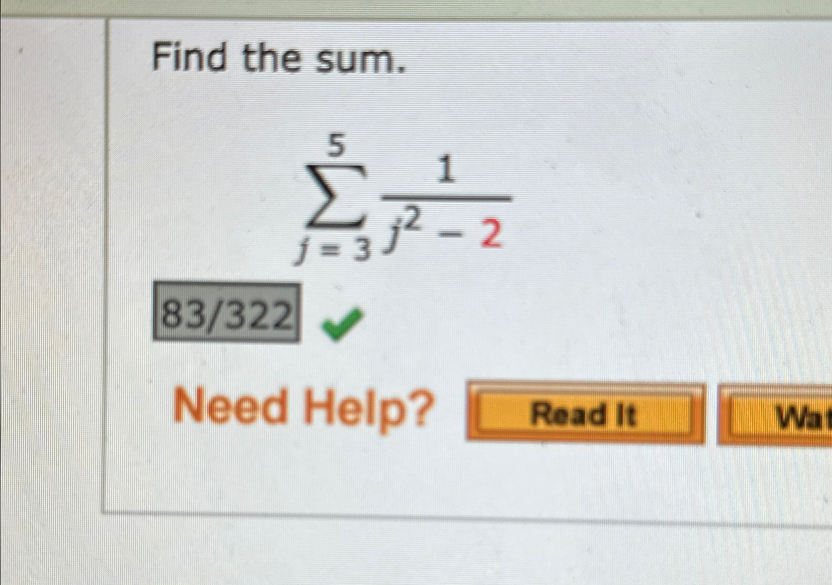 Solved Find the sum.∑j=351j2-283322Need Help? | Chegg.com