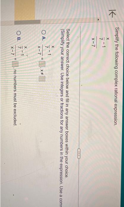 Solved Simplify the following complex rational expression. | Chegg.com