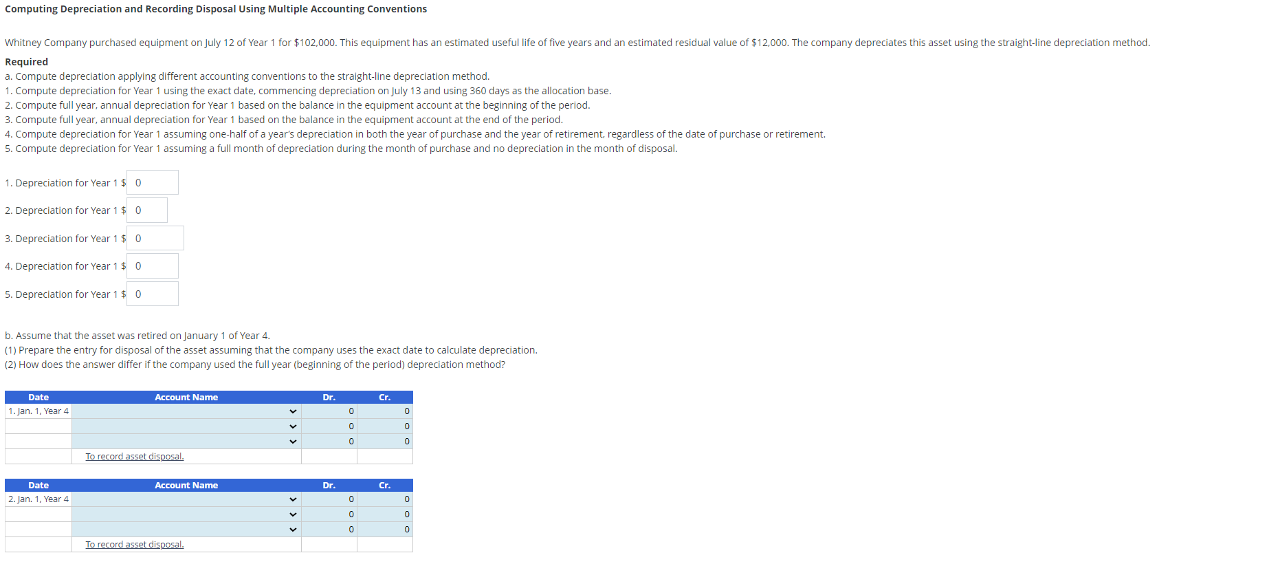Solved Computing Depreciation and Recording Disposal Using | Chegg.com