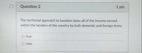 Solved Question 21 ﻿ptsThe territorial approach to taxation | Chegg.com