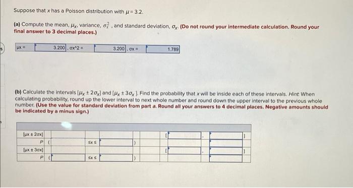 Solved Suppose that × has a Poisson distribution with μ=3.2. | Chegg.com
