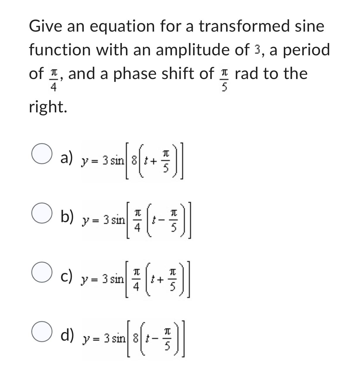 Solved Give an equation for a transformed sine function with | Chegg.com