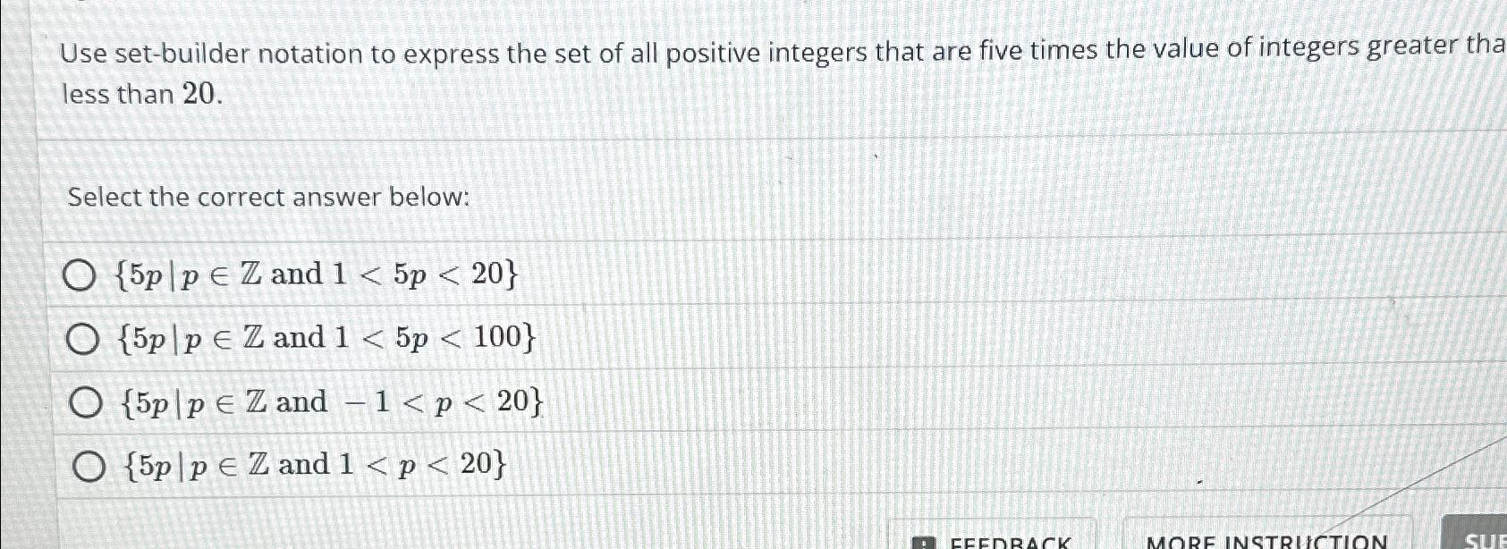 Solved Use set-builder notation to express the set of all | Chegg.com