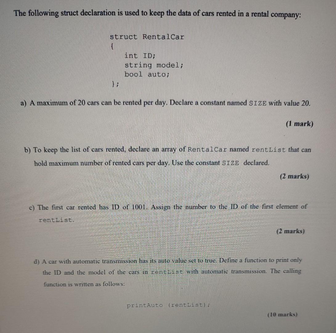 Solved The following struct declaration is used to keep the | Chegg.com