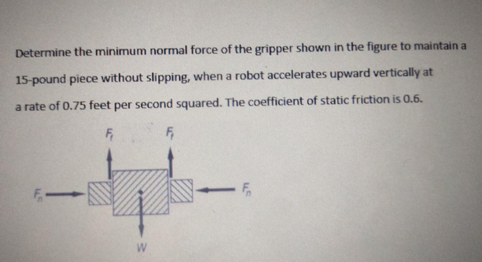 Solved Determine the minimum normal force of the gripper | Chegg.com